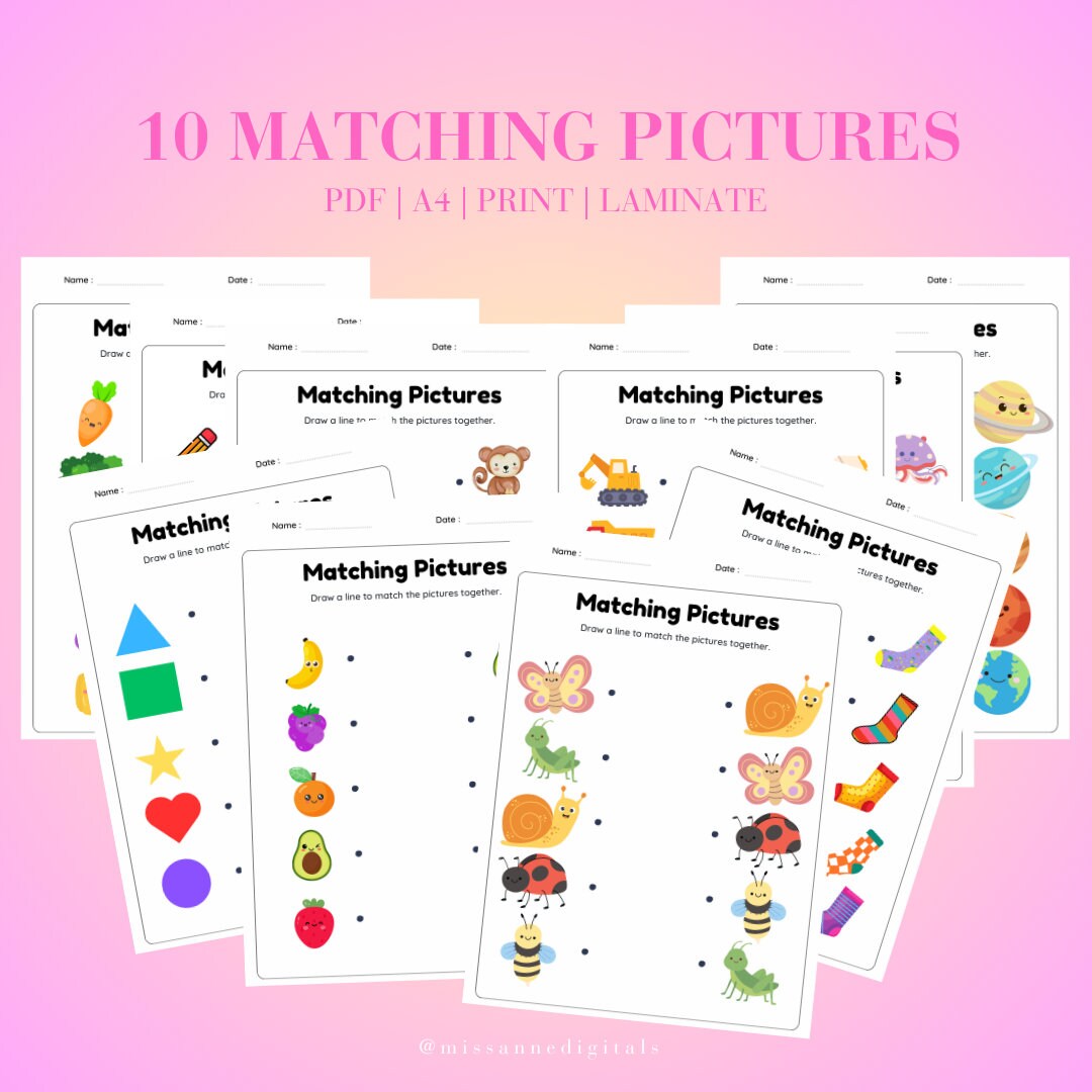Printable Matching Pictures Worksheets Match the Picture Kindergarten ...