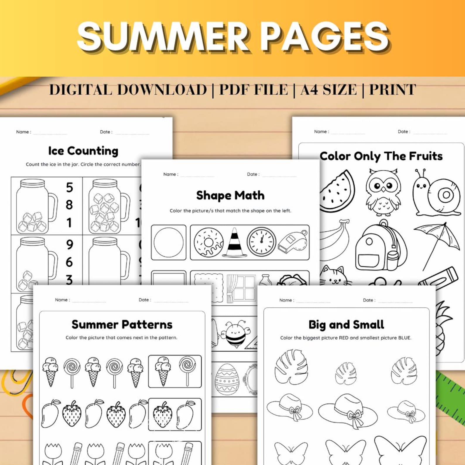 Printable Summer Worksheets for Kids Summer Activity Sheets for ...