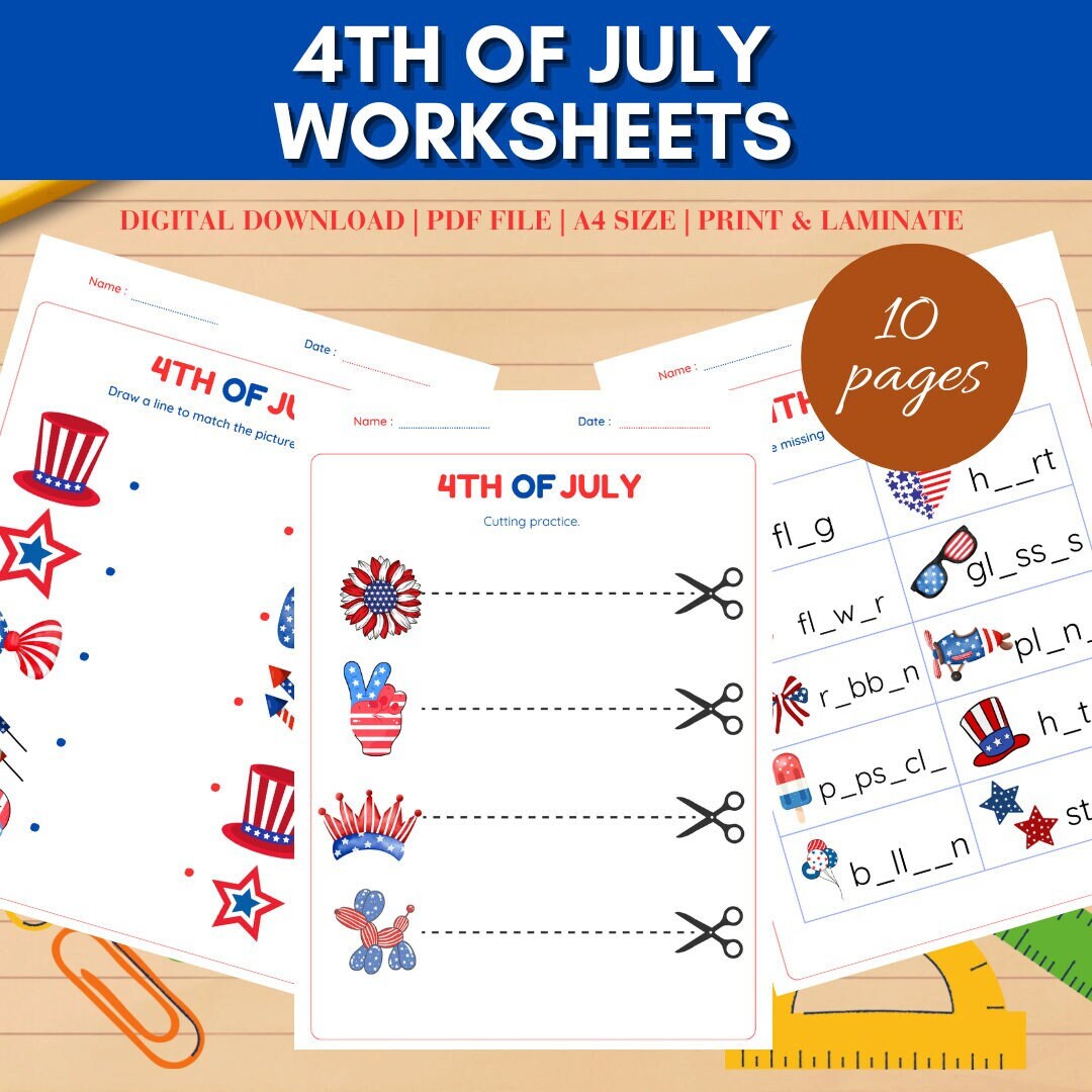 4th of July Worksheet Printable for Preschool Fourth of July Worksheets ...