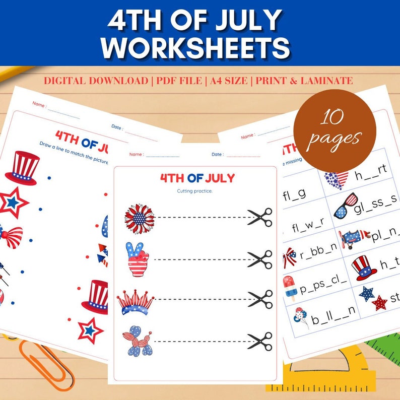 4th of July Worksheet Printable for Preschool Fourth of July Worksheets ...