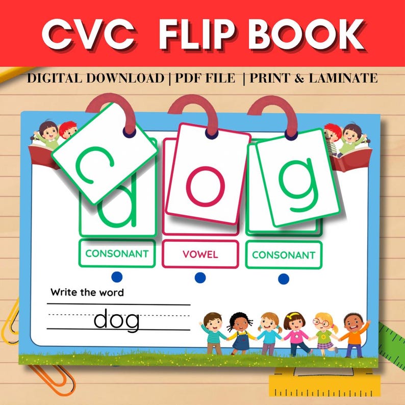 Reading Printable for Toddler Phonics CVC Flip Book Preschool Reading ...