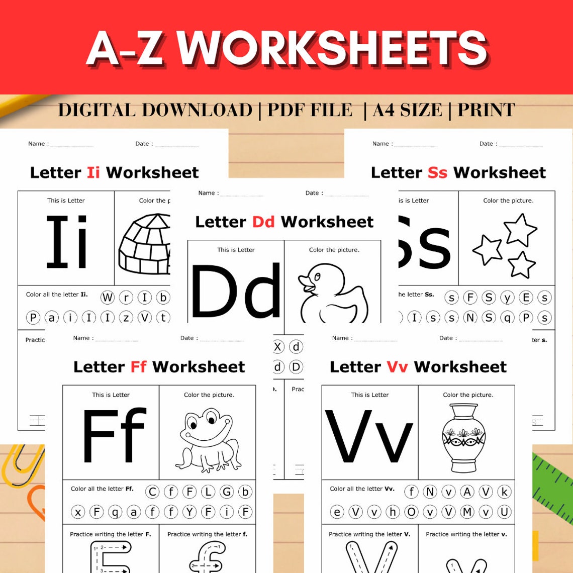 Alphabet Worksheet Printable for Kids Letters Work Sheet for Preschool ...