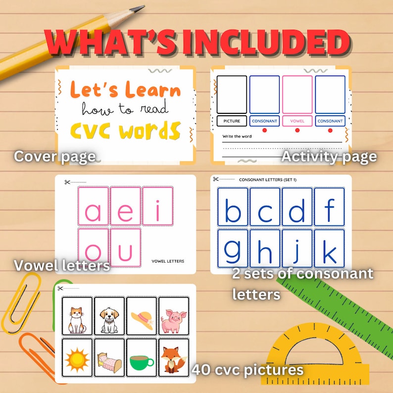 CVC Words Flipbook Printable Phonics Activity CVC Words for Preschool ...
