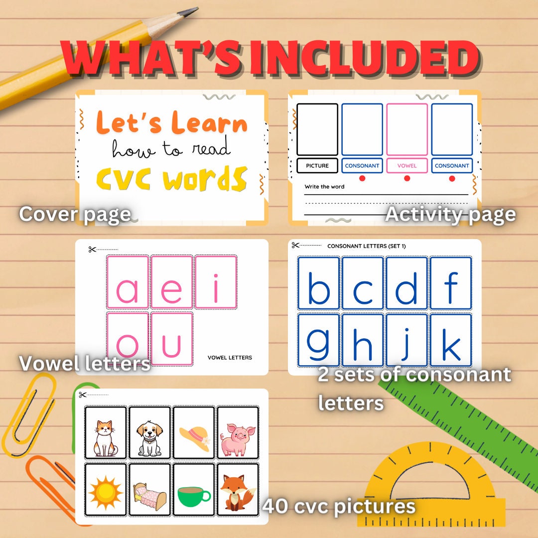 CVC Words Flipbook Printable Phonics Activity CVC Words for Preschool ...
