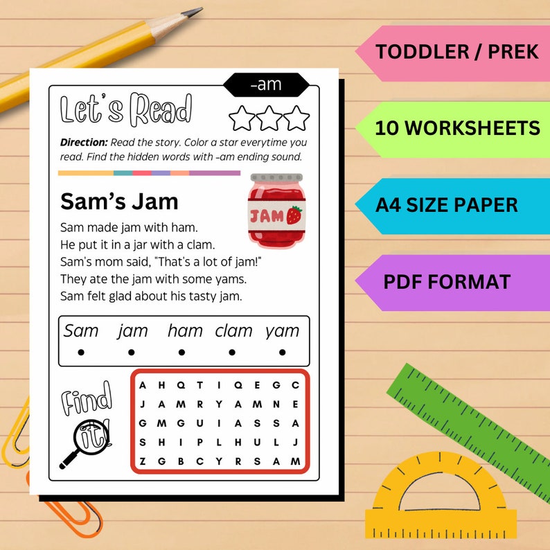 Phonics Worksheets Ending Sound Decodable Stories for Kindergarten Word ...