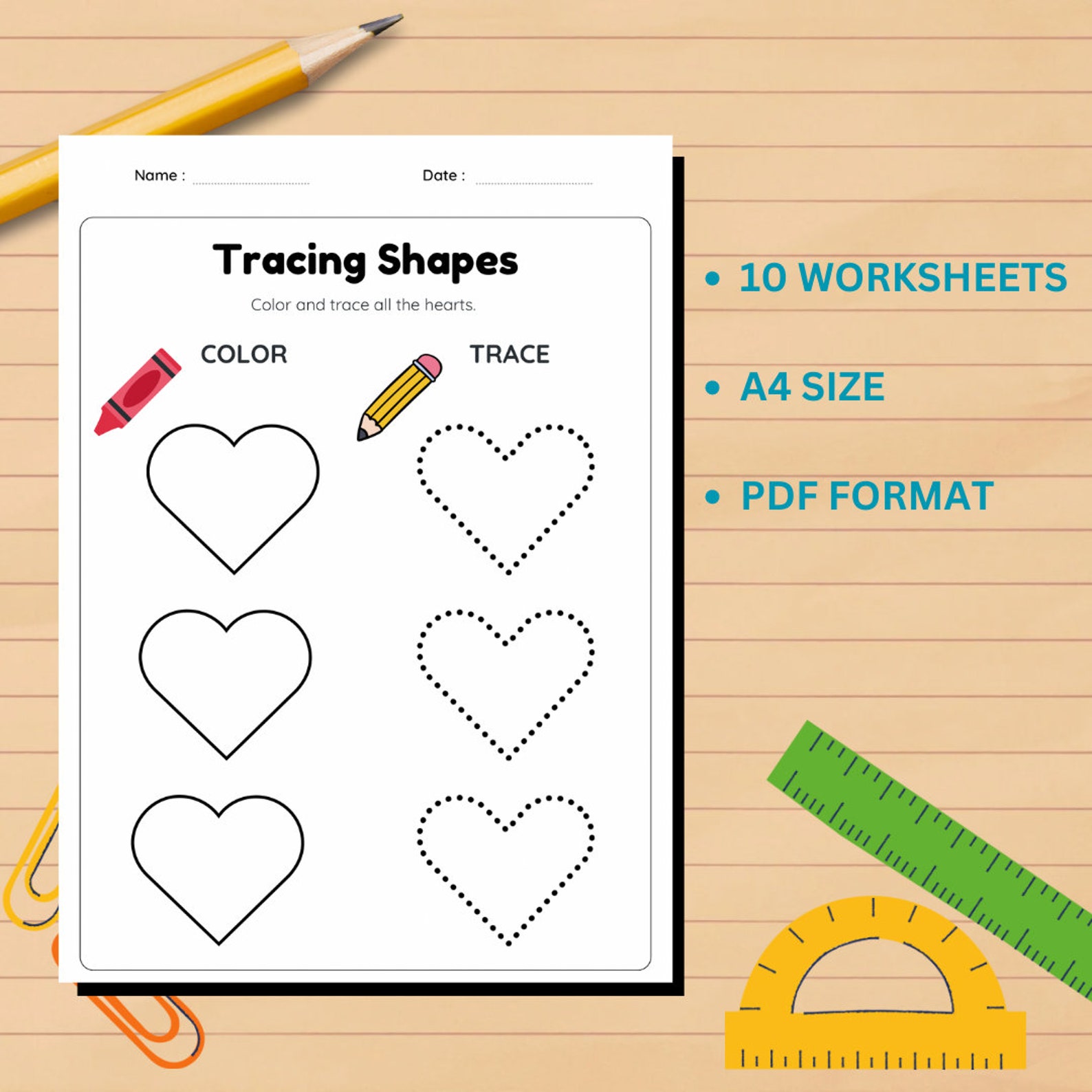 Coloring Shapes Worksheets, Tracing Shapes, Learn Shapes, Preschool ...