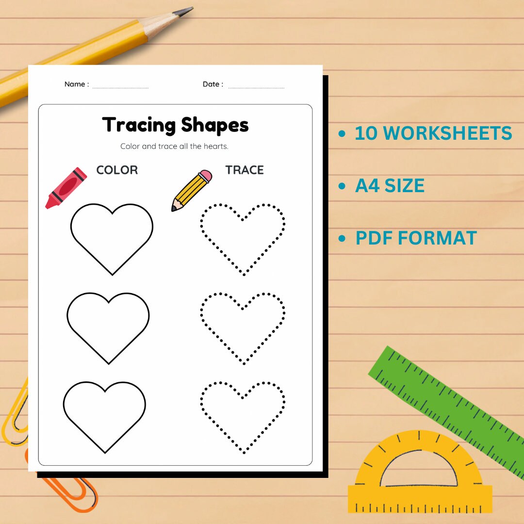 Preschool Shape Tracing & Coloring Pages: Kids Learning Activity (PDF ...