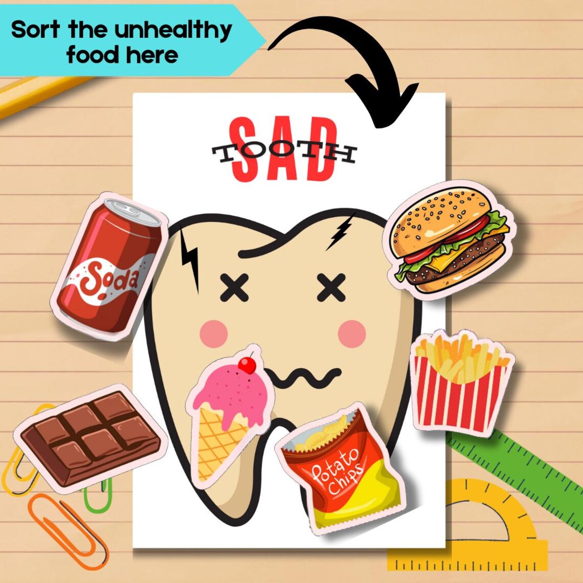 Dental Health Game Printable: Tooth Sorting Activity (PDF Pattern) - Etsy