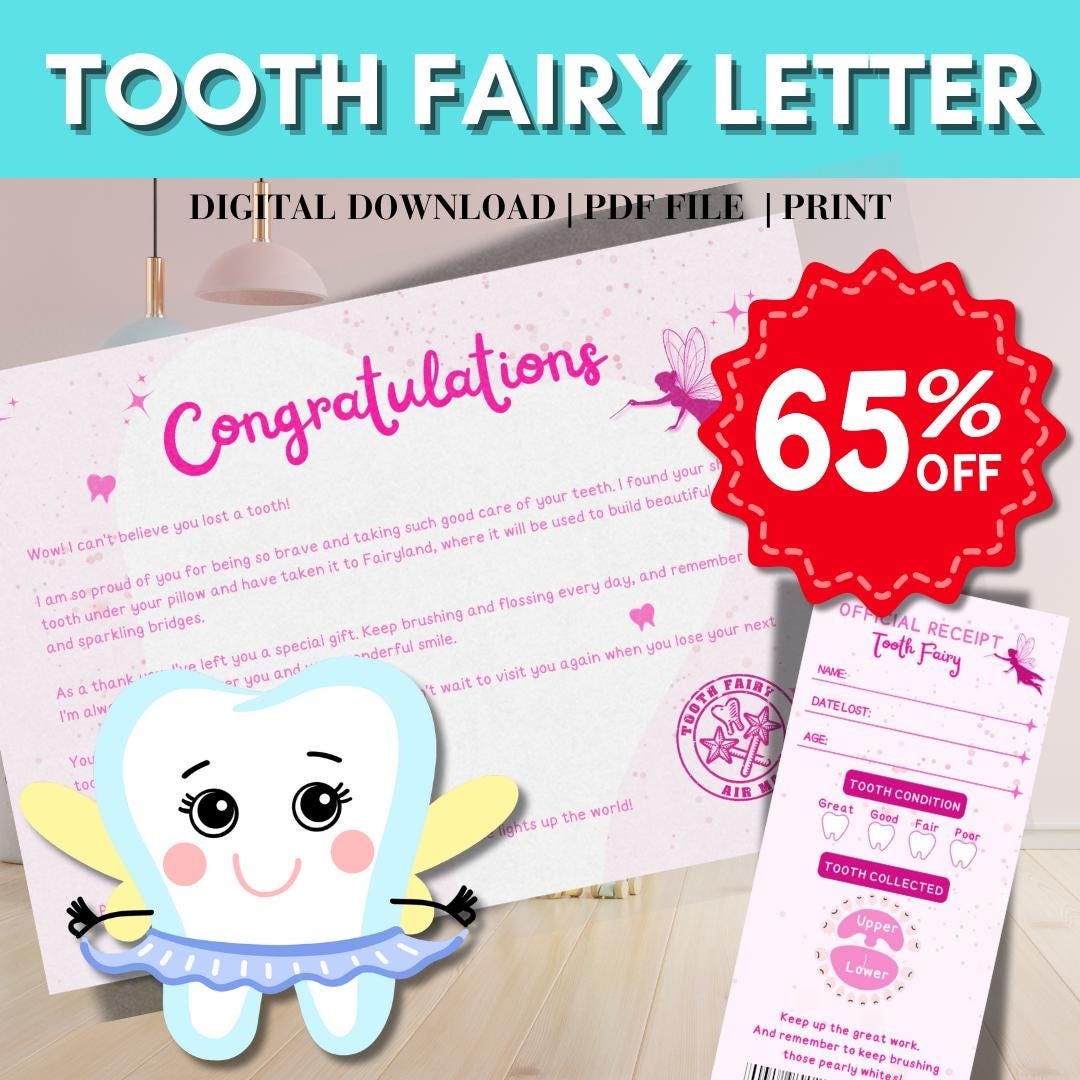 Tooth Fairy Letter With Tooth Fairy Receipt Toothfairy Printable First ...