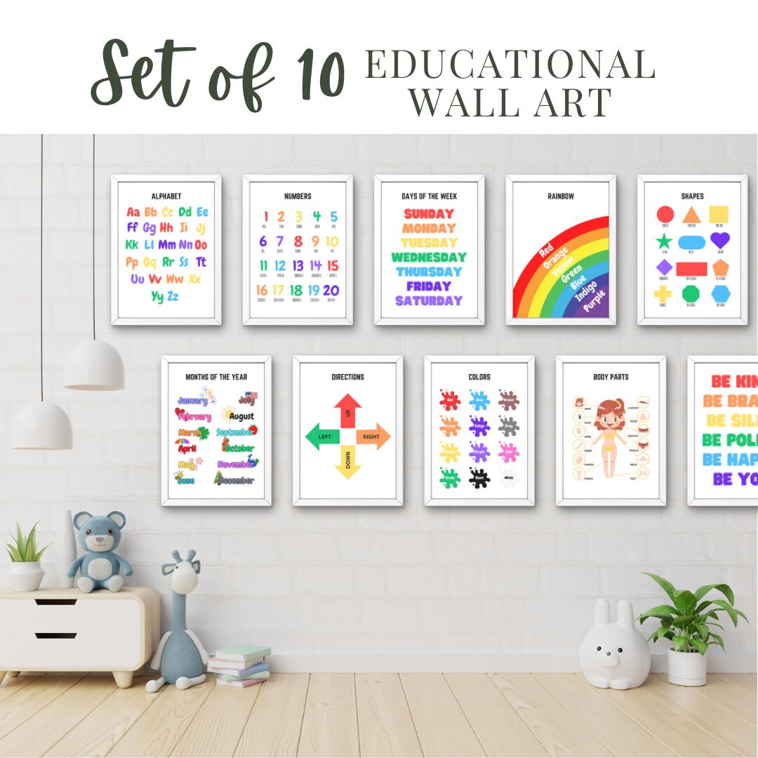 Set of 10 Educational Wall Art Classroom Posters Homeschool Printable ...