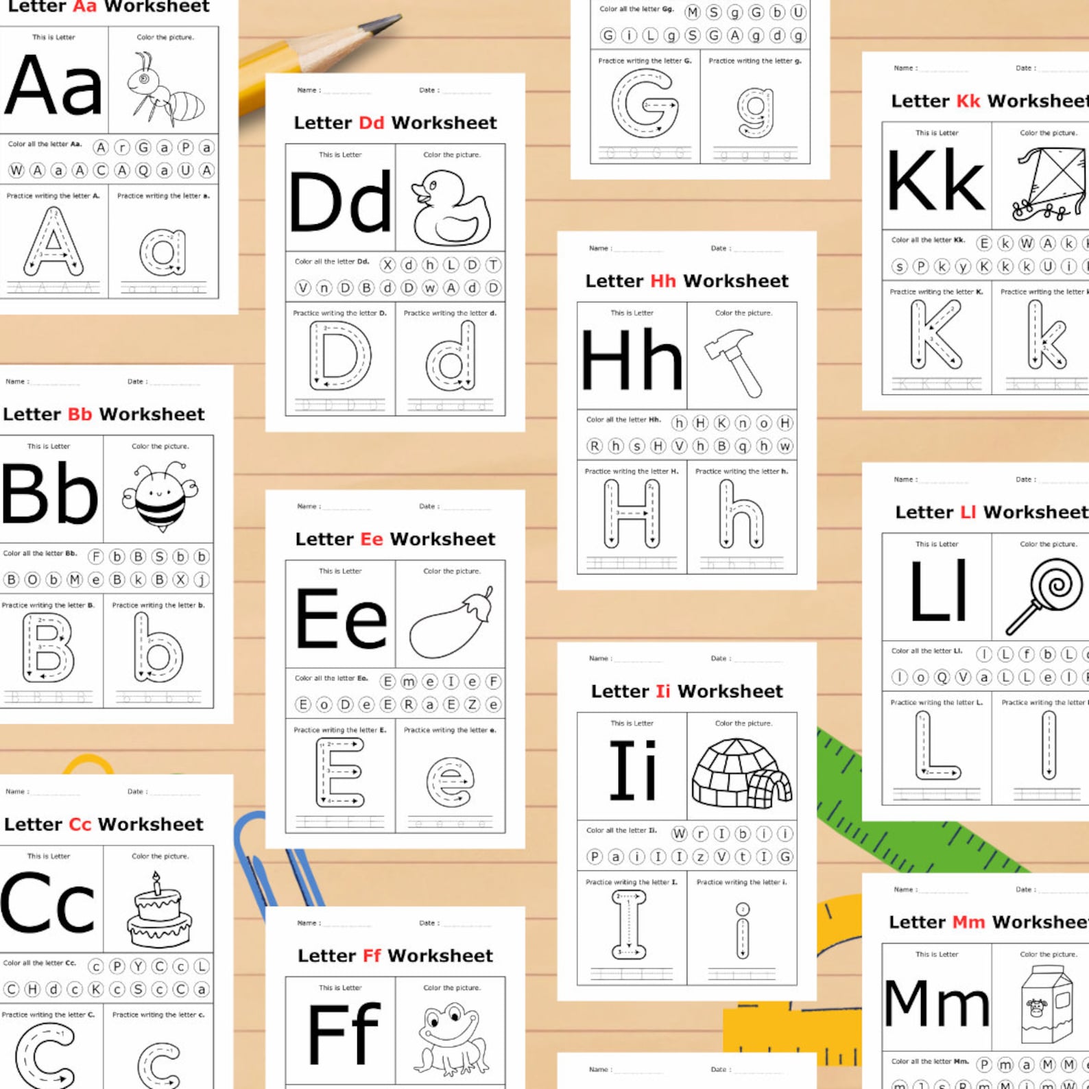 Alphabet Worksheet Printable for Kids Letters Work Sheet for Preschool ...