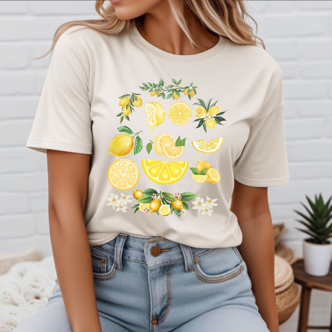 Lemon Graphic Tee Citrus Fruit T Shirt Limoncello Shirt Summer Graphic ...