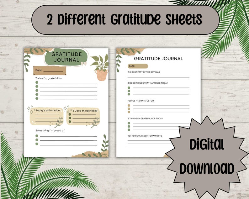 Digital Printable Gratitude Tracker-journal, Mindfulness Tracker, Daily ...
