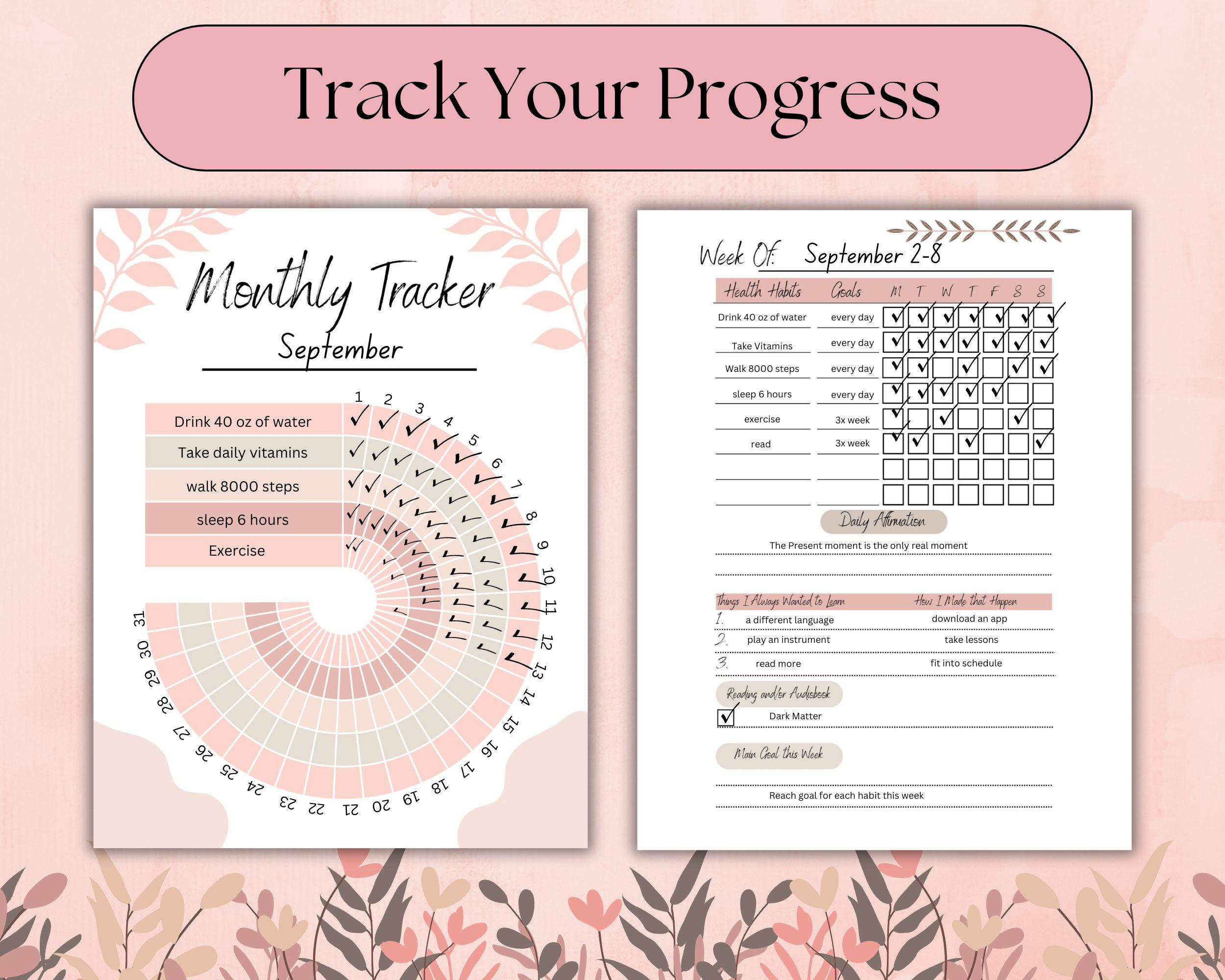 Digital Printable Habit Tracker, Self-love and Improvement Tracker ...