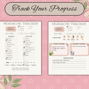 Digital Printable Headache Tracker, Migraine Cluster Tension Headaches ...