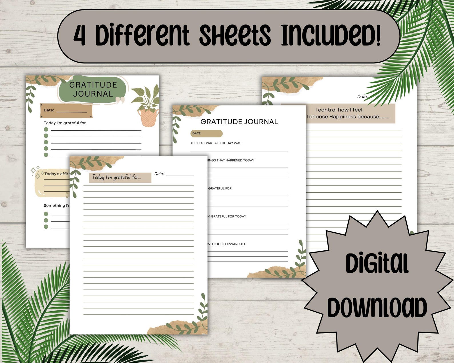 Digital Printable Gratitude Tracker-journal, Mindfulness Tracker, Daily ...