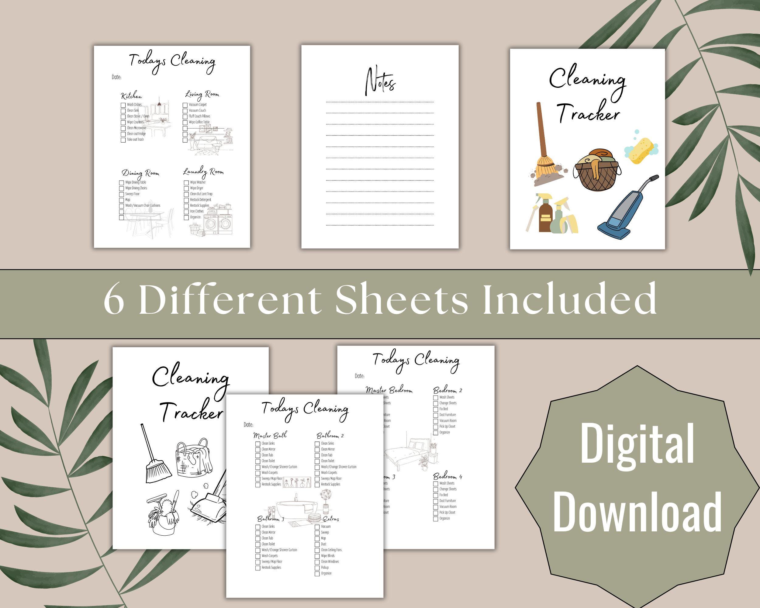 Digital Printable Cleaning Tracker, Clean Freak Staying Organized ...