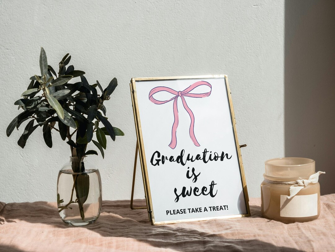 Coquette Graduation Dessert Table Sign, Graduation Party Decor, Pink ...