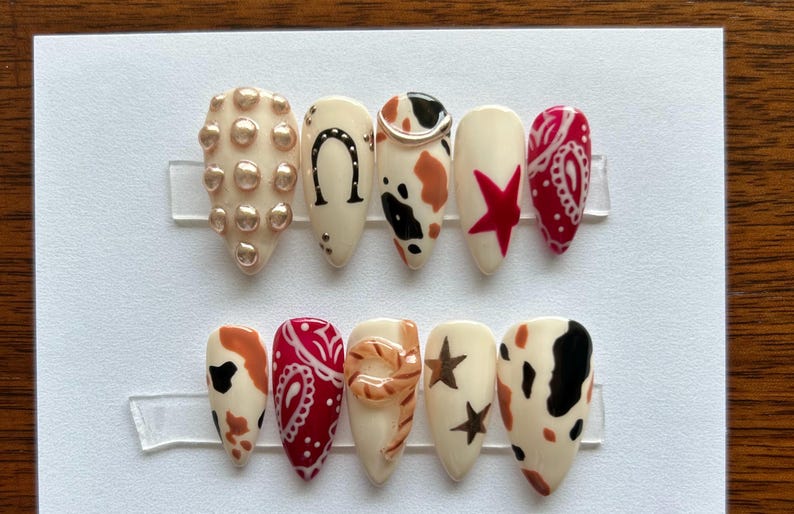 Cowboy Inspired Press on Nail Set - Etsy