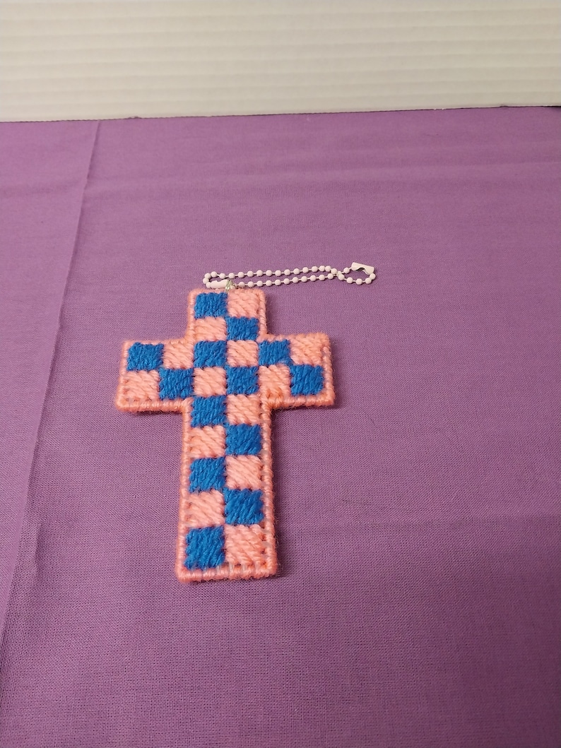 Plastic Canvas Plaid Cross W/chain - Etsy