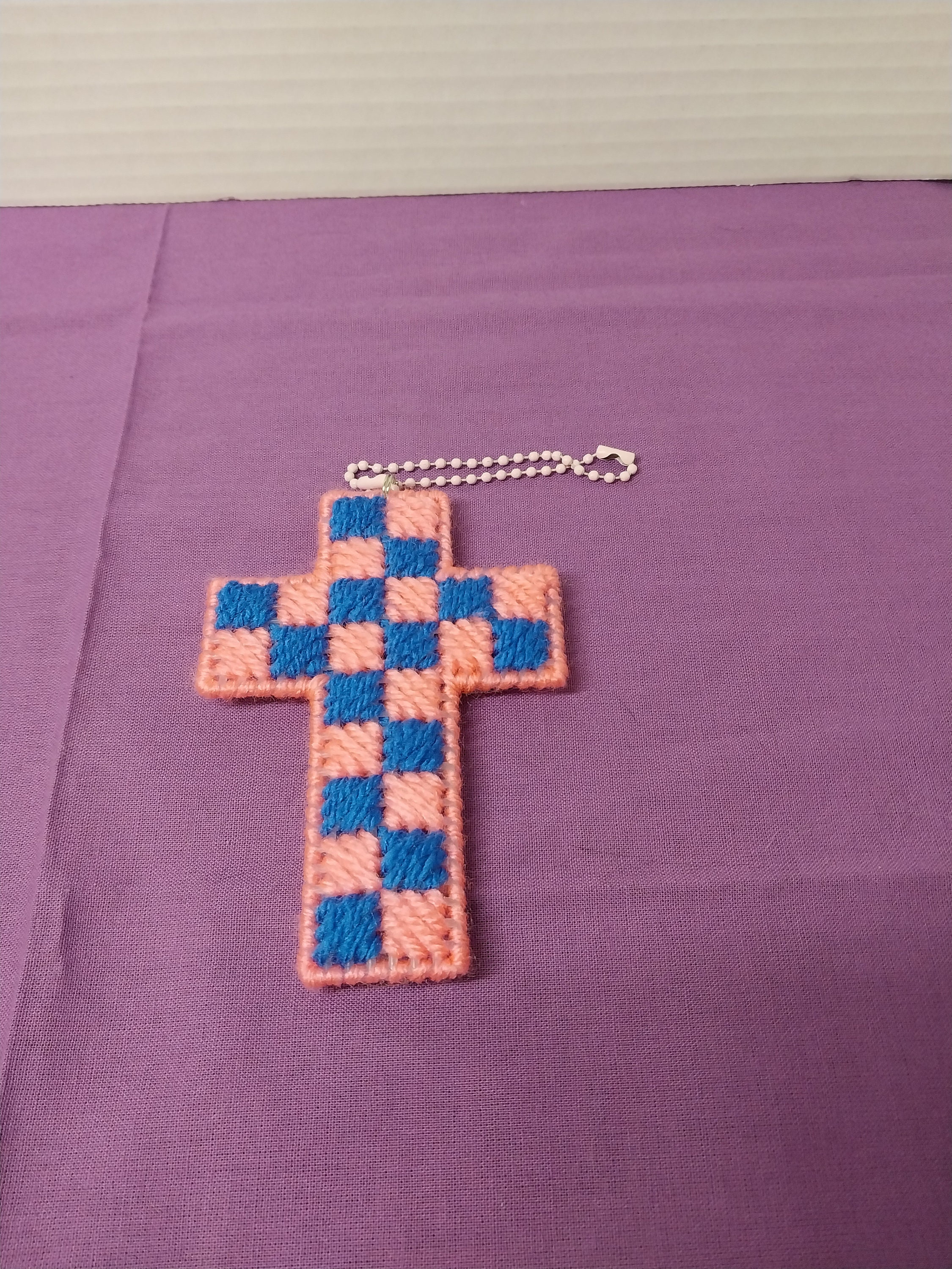 Plastic Canvas Plaid Cross W/chain - Etsy