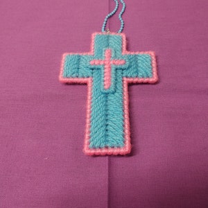 Plastic Canvas Cross W/chain - Etsy