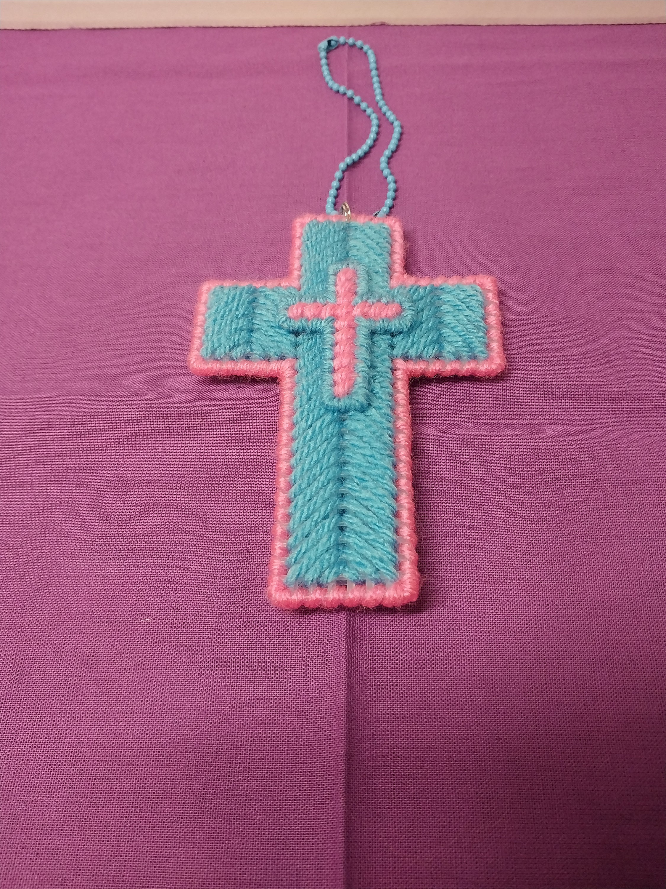 Plastic Canvas Cross W/chain - Etsy