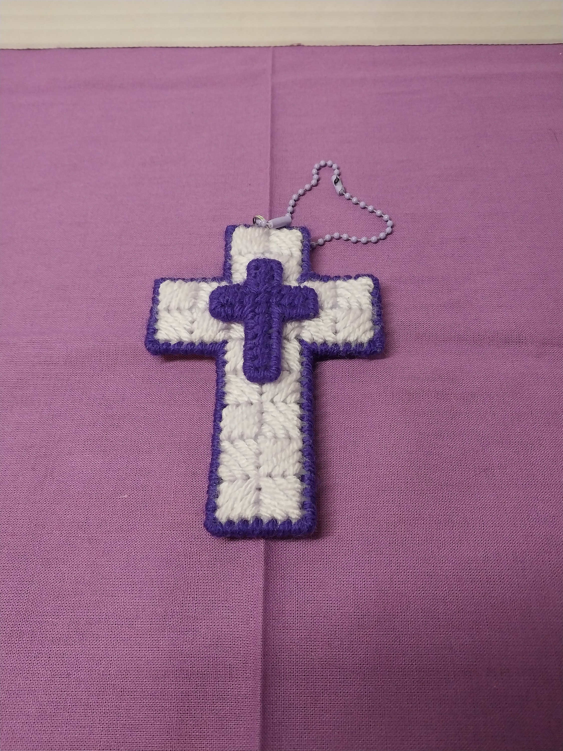Plastic Canvas Cross W/chain - Etsy