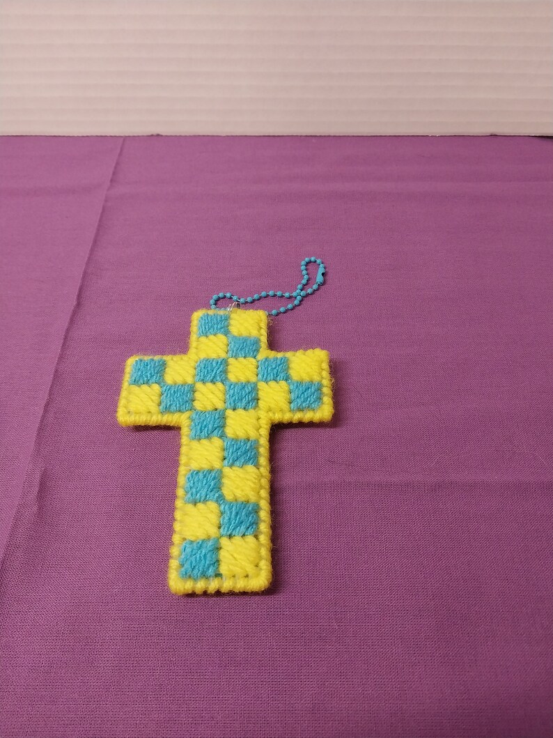 Plastic Canvas Plaid Cross W/chain - Etsy