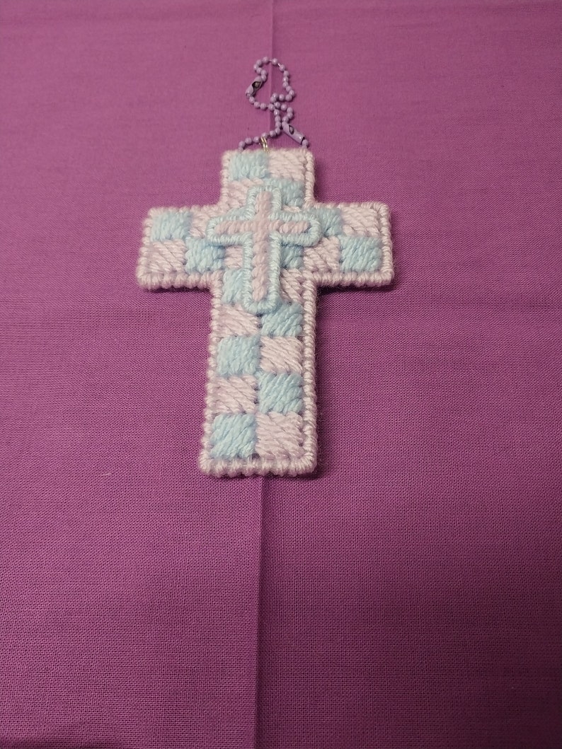 Plastic Canvas Cross W/chain - Etsy