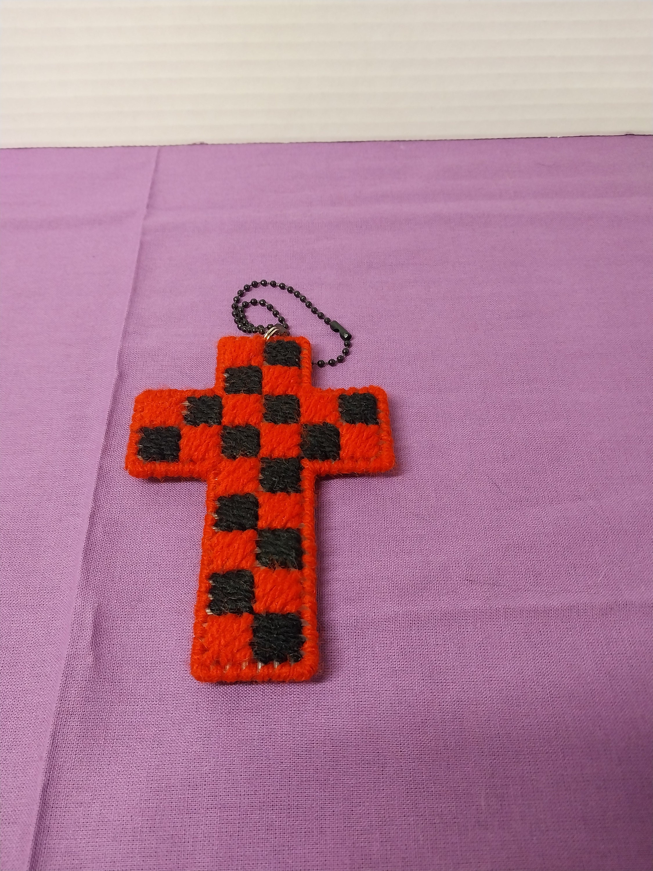 Plastic Canvas Plaid Cross W/chain - Etsy