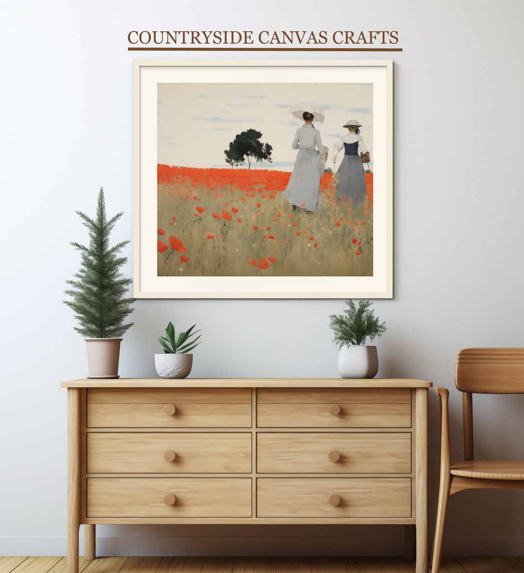 Printable Spring Painting Depicts Two Women in a Field With Poppies ...