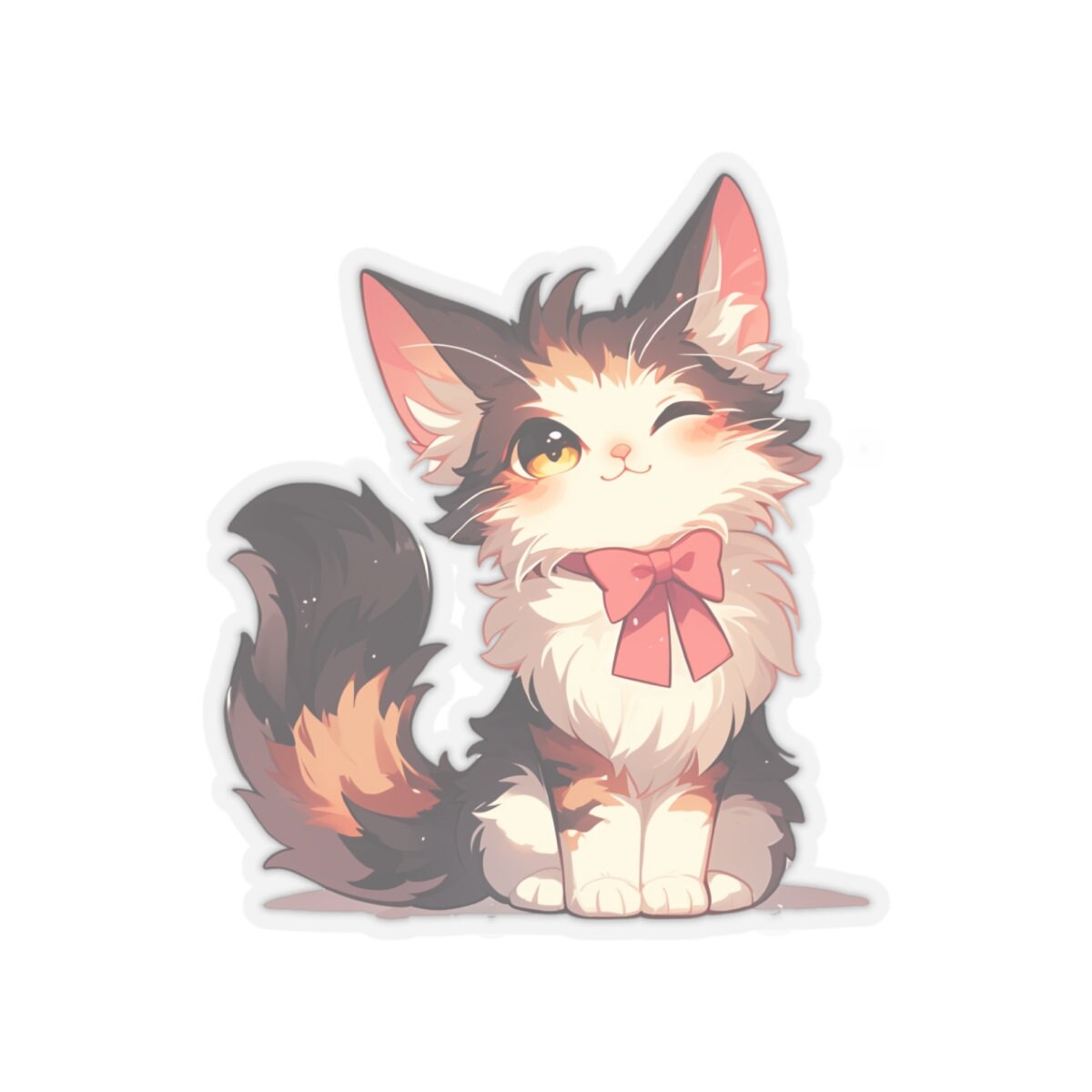 Cute Chibi Long Haired Calico Cat Kiss-cut Sticker Perfect for Cat-lovers - Etsy