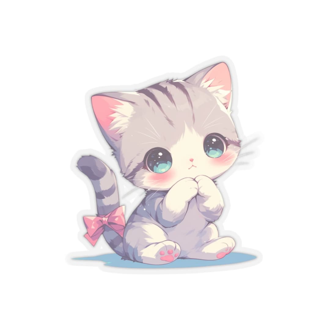 Cute Chibi Grey Tabby Cat Kiss-cut Sticker Perfect for Cat-lovers - Etsy