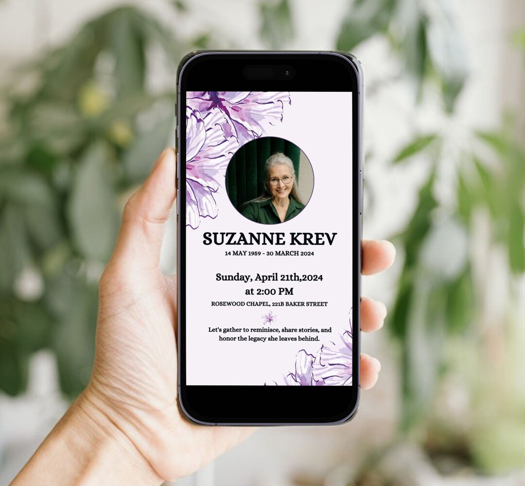 Digital Funeral Invitation Canva Card Template Design Customizable ...