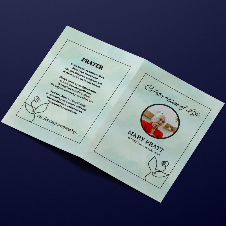 Editable Funeral Program Template, Design on Canva Editable, Instant ...