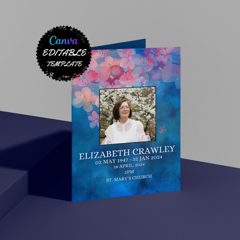 Editable Funeral Program Template, Design on Canva Editable, Instant ...