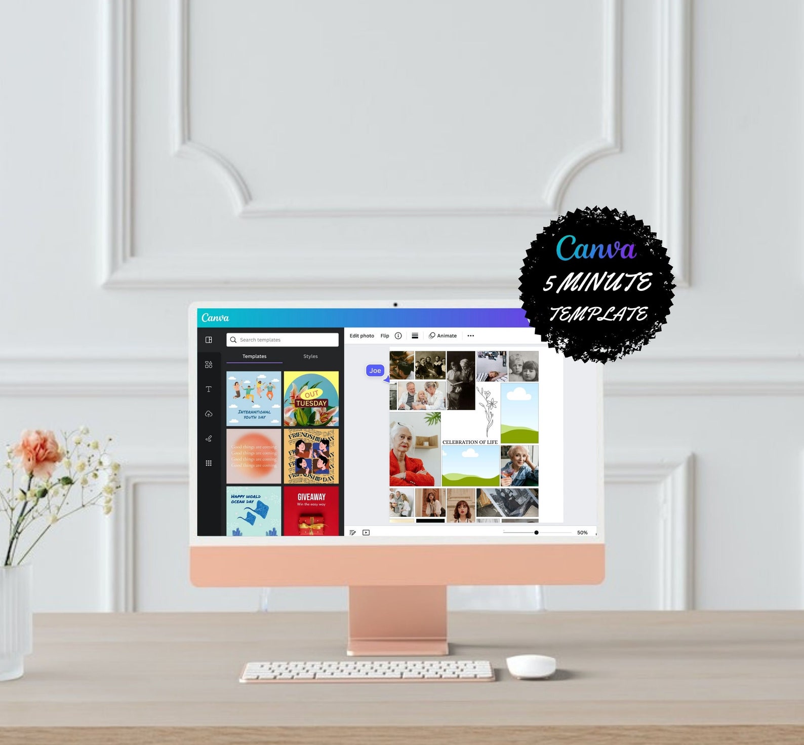 3 Size Funeral Collage Poster, Canva Memorial Template, 3 Different ...