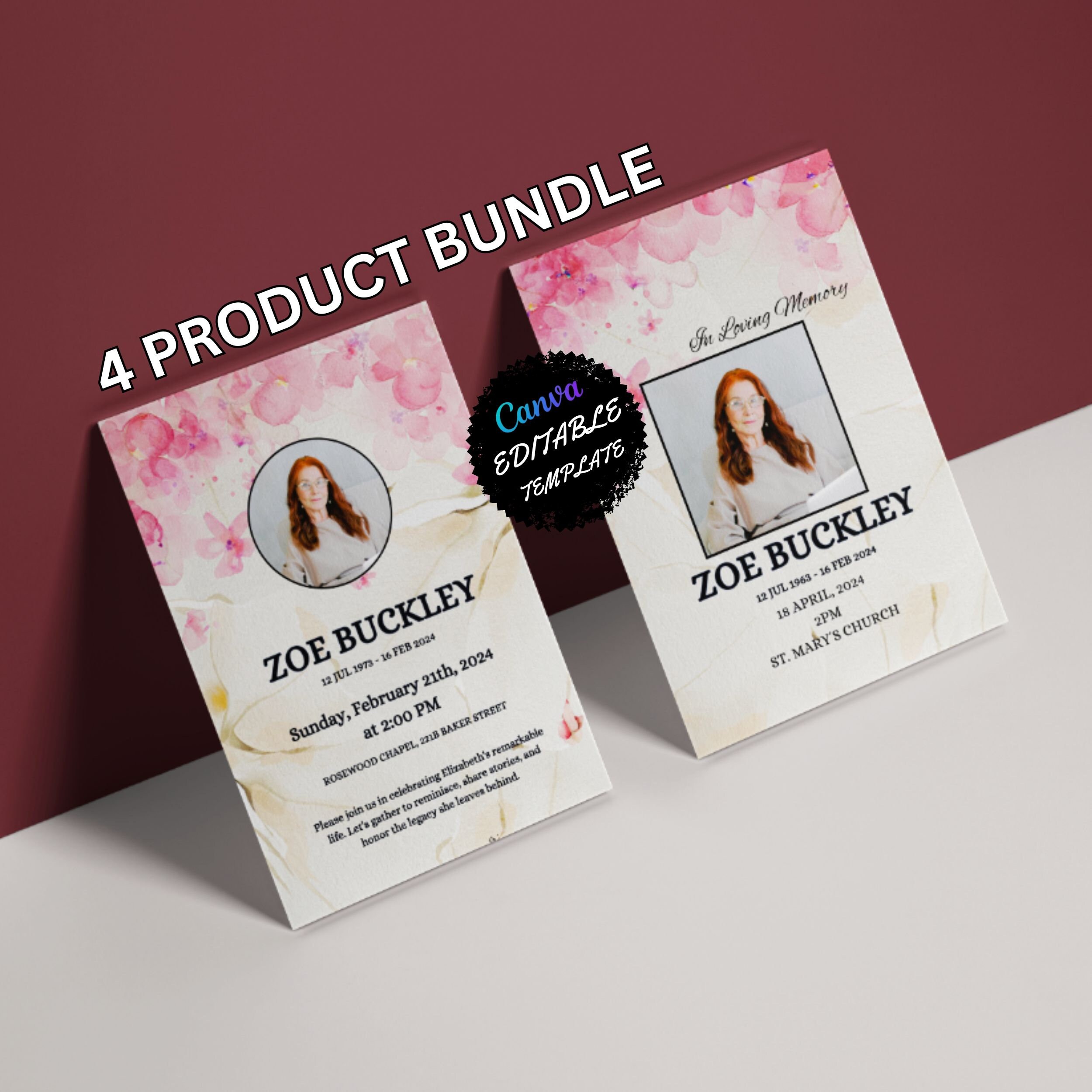 Editable Canva Funeral Bundle, Funeral Program, Customizable Canva ...