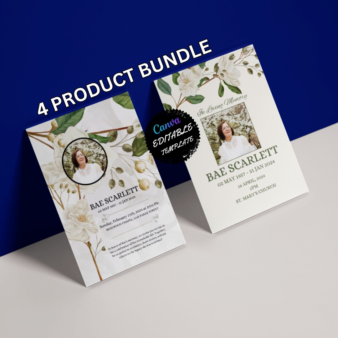 Editable Canva Funeral Bundle Funeral Program Customizable Canva ...