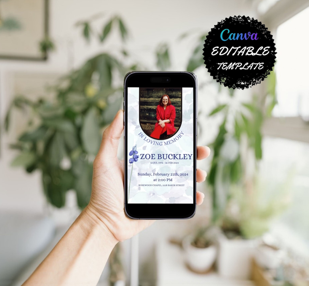 Digital Funeral Invitation Card Template Design on Canva Canva ...