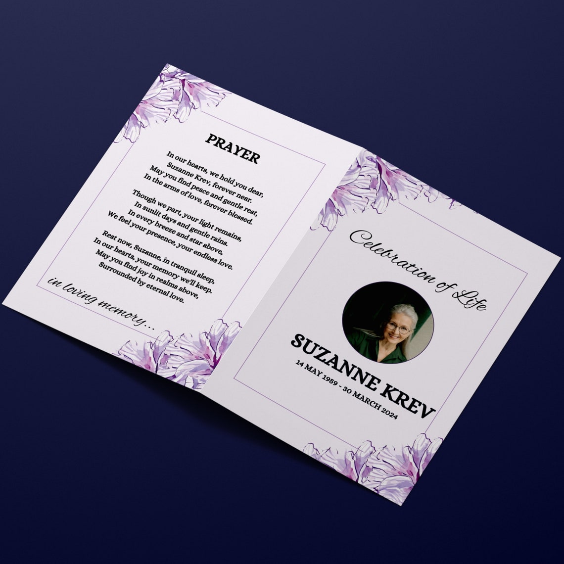 Editable Funeral Program Template, Design on Canva Editable, Instant ...