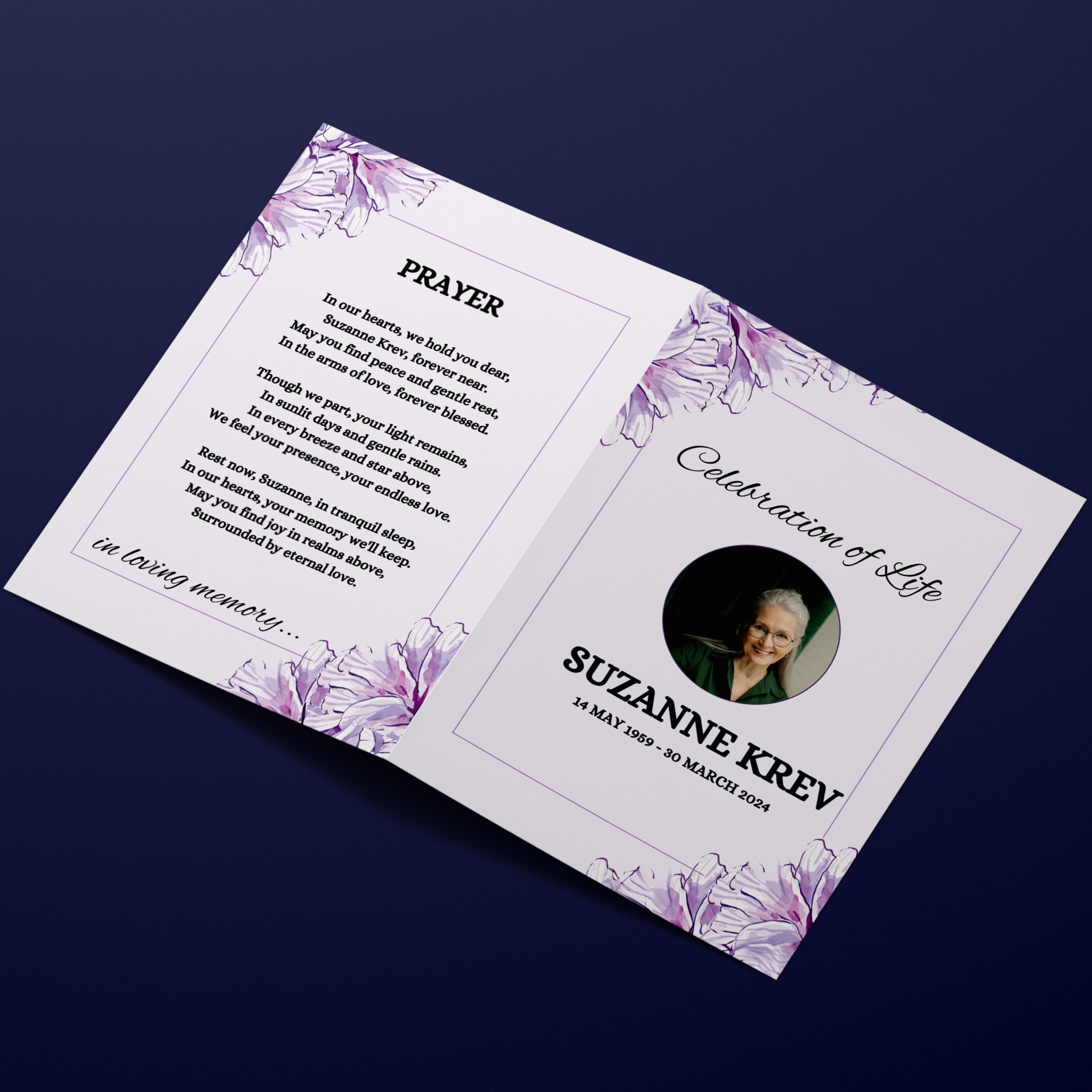 Editable Funeral Program Template, Design on Canva Editable, Instant ...