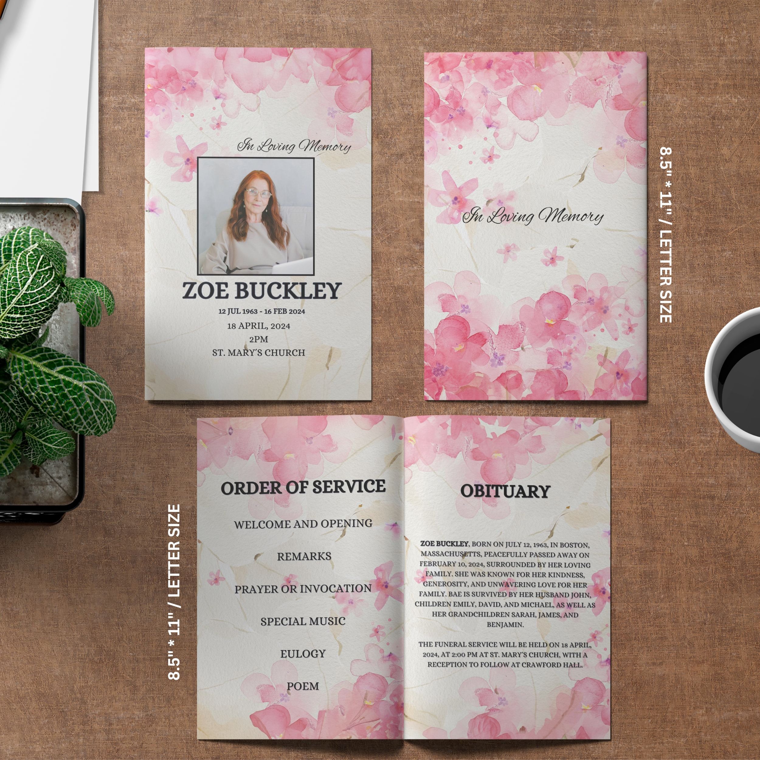Editable Canva Funeral Bundle, Funeral Program, Customizable Canva ...
