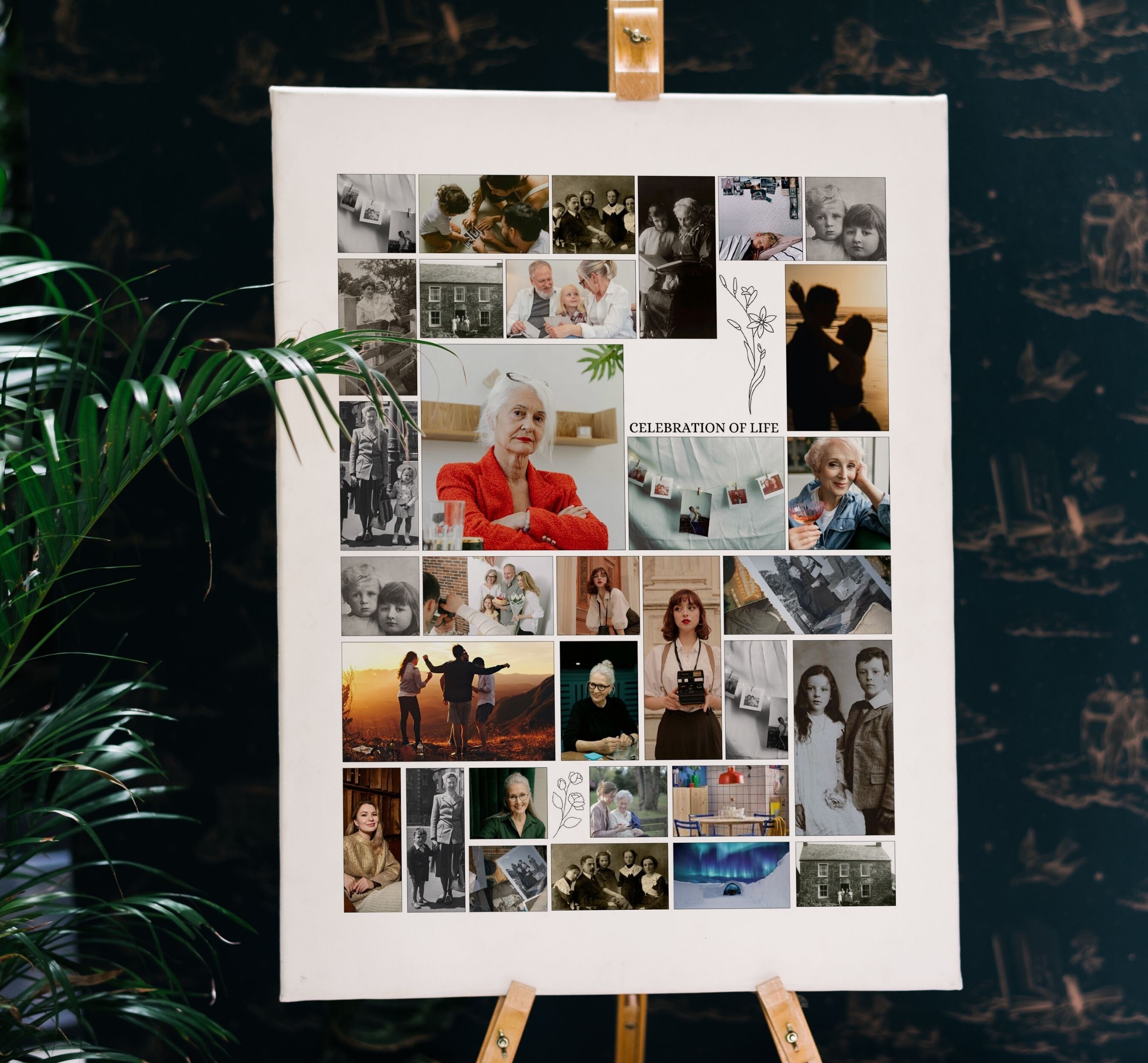 3 Size Funeral Collage Poster, Canva Memorial Template, 3 Different ...