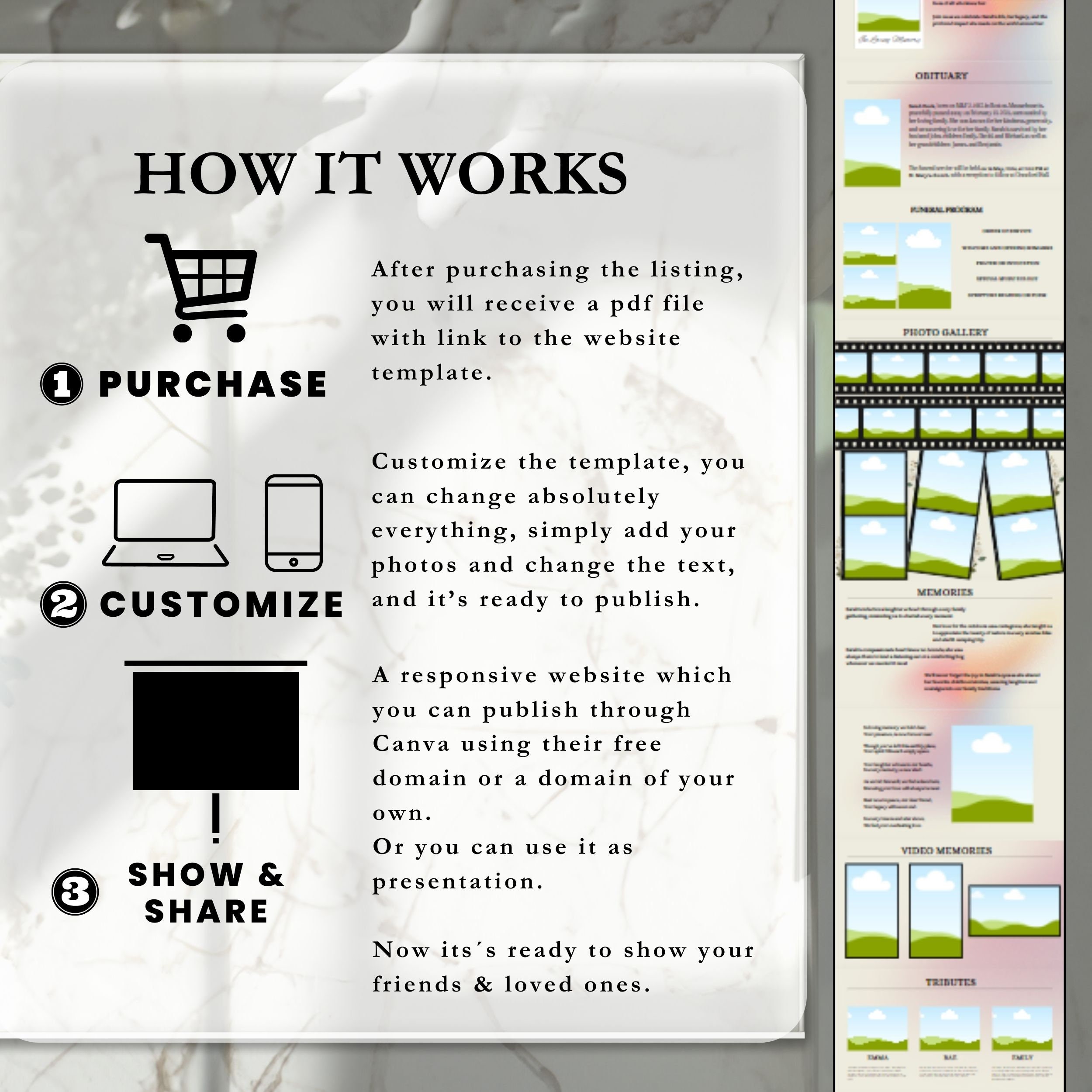 Customizable Memorial Website Template Canva Editable Funeral Website ...