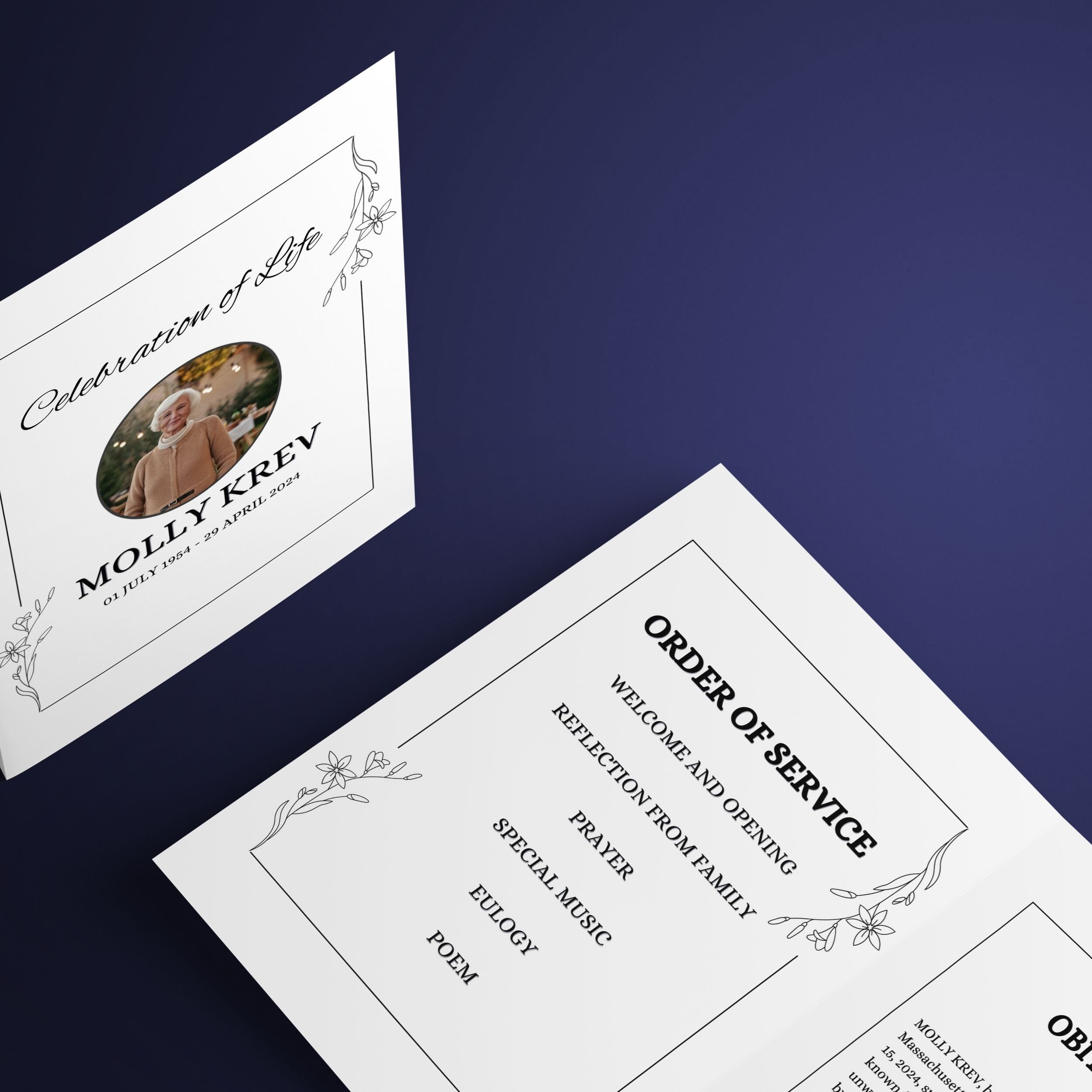 Editable Funeral Program Template, Design on Canva Editable, Instant ...