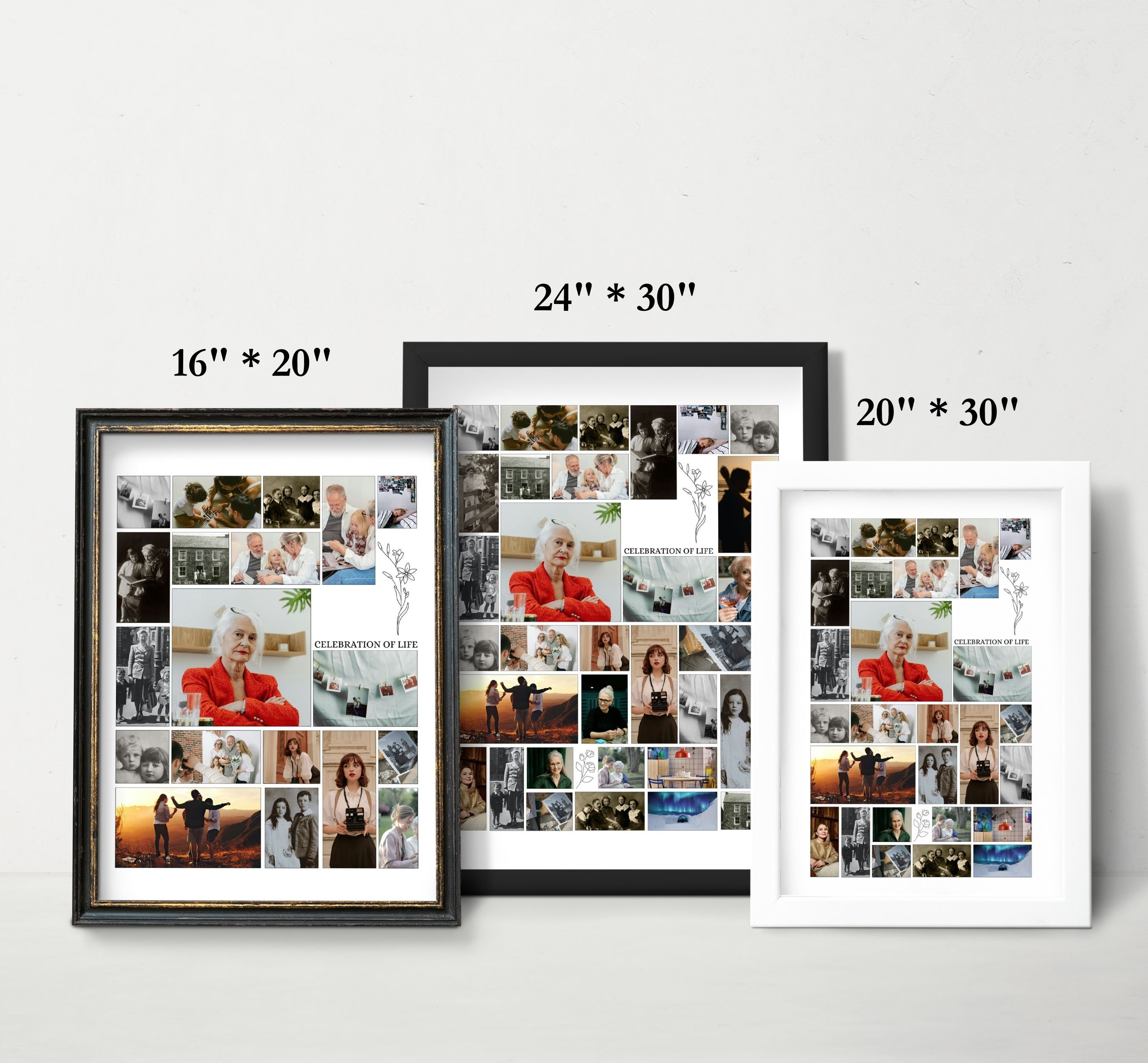 3 Size Funeral Collage Poster, Canva Memorial Template, 3 Different ...