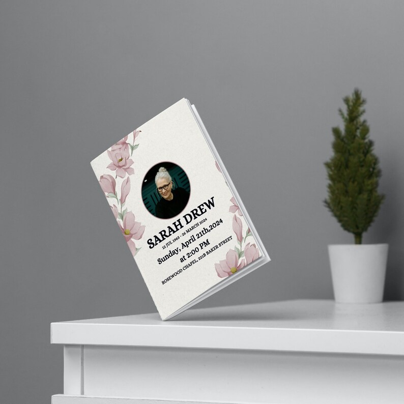 Editable Funeral Program Template, Design on Canva Editable, Instant ...