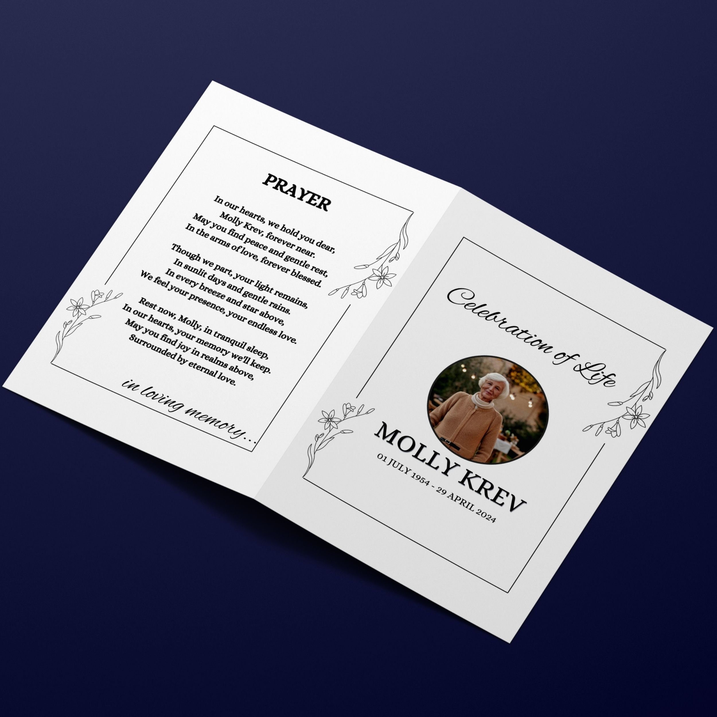 Editable Funeral Program Template, Design on Canva Editable, Instant ...